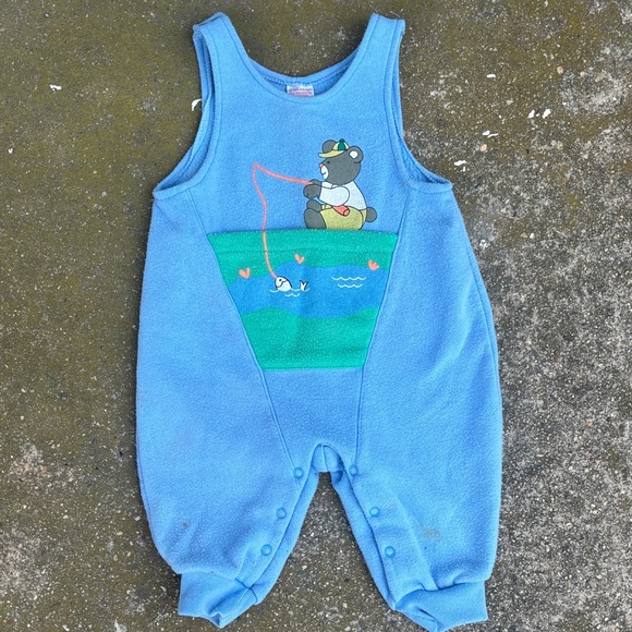 One Pieces | Vintage 8s Blue Bear Fishing Overalls | Poshmark